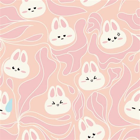 Cute Bunny Seamless Pattern T Wrapper Design Vector Illustration