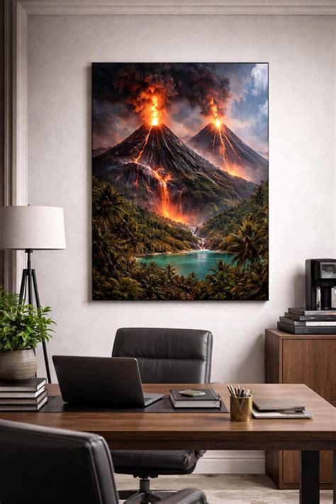 Volcano Glass Art Hawaii Volcanic Peaks Tempered Glass Print Dramatic