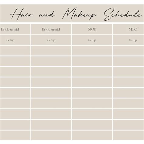 Wedding Hair And Makeup Schedule Template At Anthony Soto Blog
