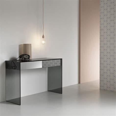 Ghotam Smoked Glass Console Table With Drawer Klarity Glass Furniture