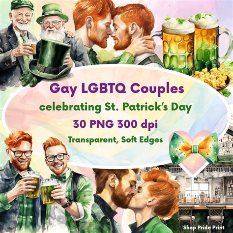St Patricks Clip Art Gay Couples Set Digital Art Scrapbooking Clipart