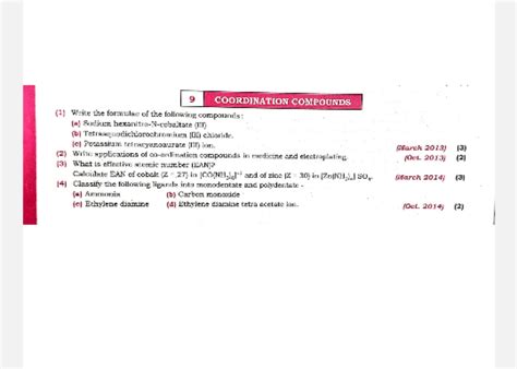 Coordination Compounds Write The Formulas Of The Following Compounds