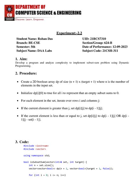 Daa 2 No Des Department Of Computer Science And Engineering