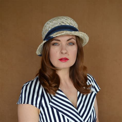 Straw Cloche Hat With Up Turned Brim Dora