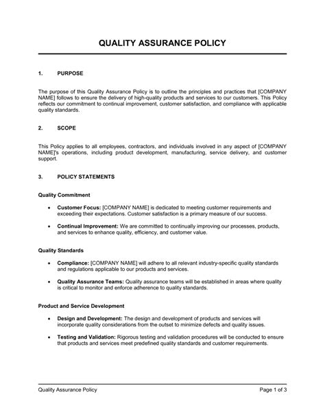 Quality Management Template Quality Management Plan How To Create