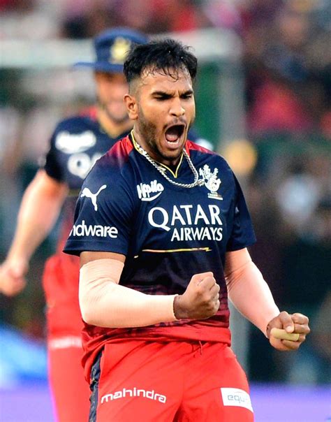 Bengaluru Rcb Bowler Vyshak Vijay Kumar Celebrates After Taking The