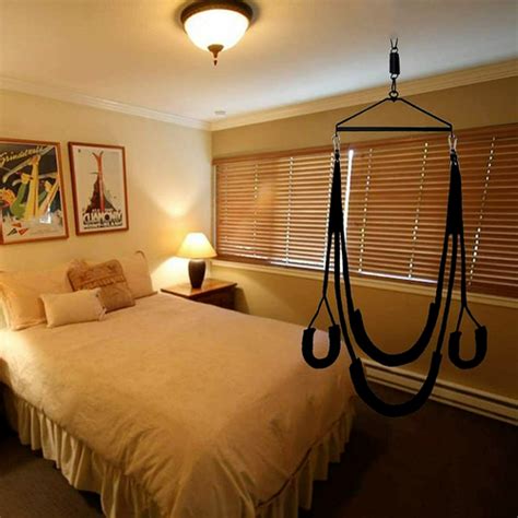 Black Sex Swing Sex Aid 360°spinning Fluffy Hanging Adults Swing Game