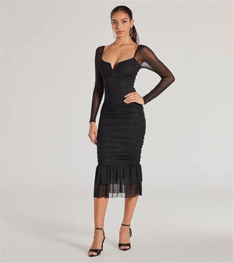 Black Mesh Dresses And Windsor