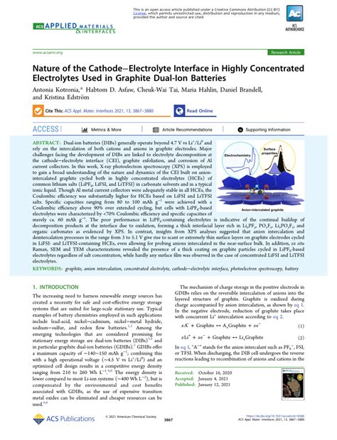 Pdf Nature Of The Cathodeelectrolyte Interface In Highly
