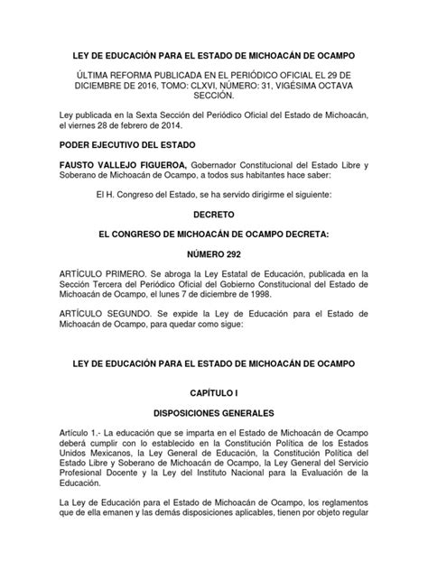 Ley Estatal De Educación Pdf Educación De La Primera Infancia