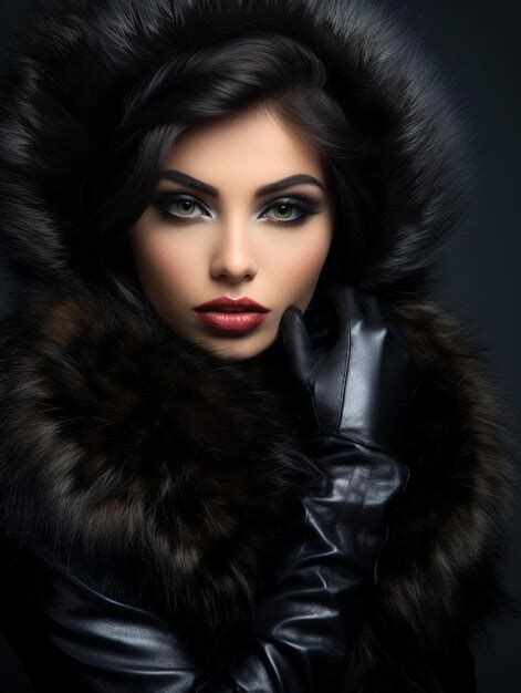 Premium Ai Image A Woman In A Fur Coat With A Fur Collar And A Fur
