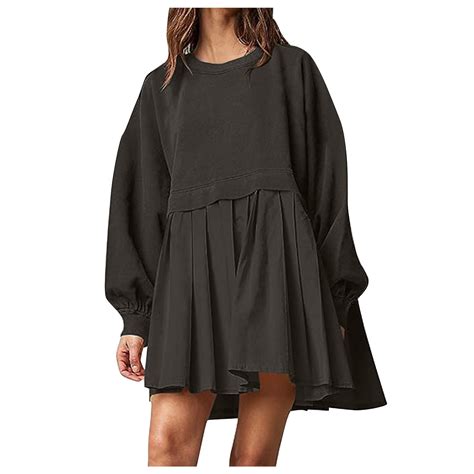 Blvb Womens Fall Sweatshirt Dress Long Sleeve Crewneck Pullover Dress