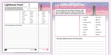 Lighthouse Poem Writing Template Teacher Made Twinkl