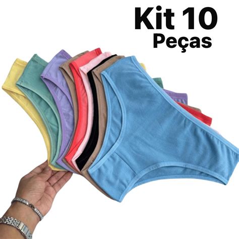 Kit Calcinhas Tanga Algodão Conforto Tanga Básica Cotton Feminina