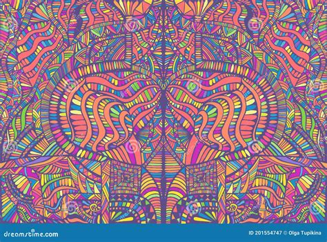 Psychedelic Creative Colorful Symmetrical Pattern Design Art Stock