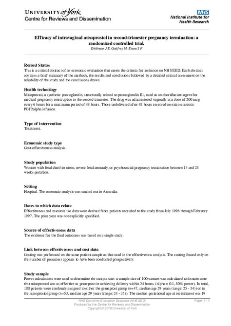 Pdf Efficacy Of Intravaginal Misoprostol In Second Trimester