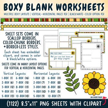 Worksheet Templates Blank With Clipart Added Boxy Full Set Wk55st