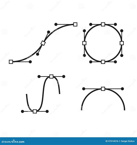 Bezier Curve Icons Set Designer Work Tools Stock Vector Illustration