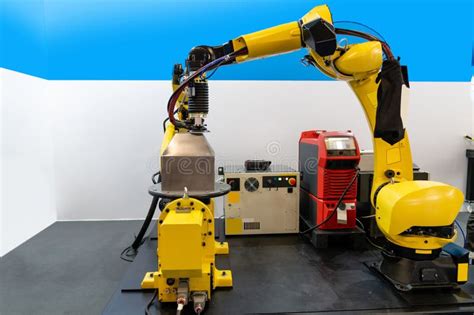 Welding Robot Arms On A Smart Factory Stock Image Image Of Innovation Machine 318891445