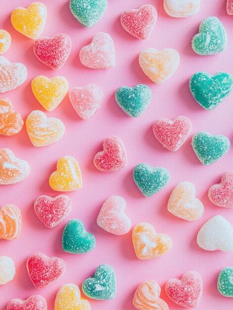 Banner Featuring Pastel Heart Shaped Candies With A Love Theme