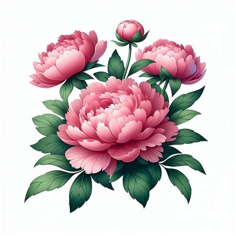 Peonies Flower Vector Premium Ai Generated Image