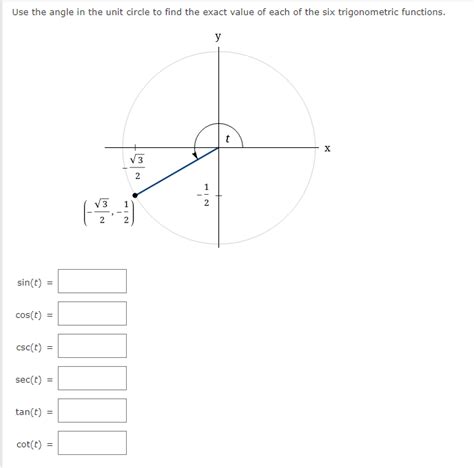 solved use the angle in the unit circle to find the exact