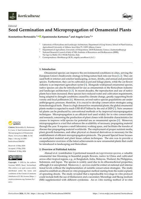 Pdf Seed Germination And Micropropagation Of Ornamental Plants