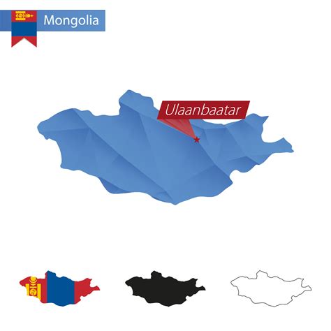Mongolia Blue Low Poly Map With Capital Ulaanbaatar 18818022 Vector Art At Vecteezy