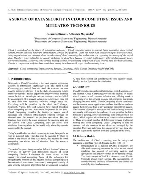 A Survey On Data Security In Cloud Computing Issues And Mitigation Techniques Pdf