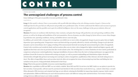 Answers To Process Control Challenges