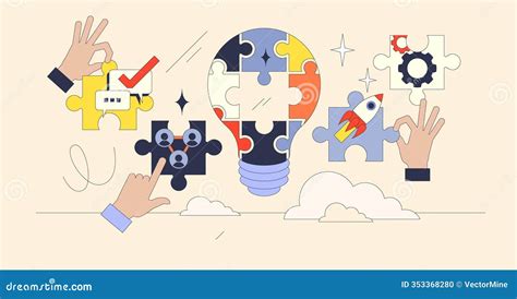 Collaborative Brainstorming Depicted With Hands Assembling Puzzle