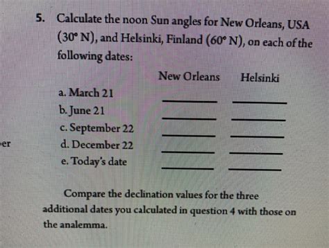 Solved 4 Calculate The Subsolar Point On A March 21 B