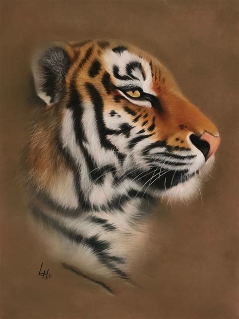 Original Tiger Pastel Painting Tiger Picture Big Cat Wall Etsy Uk