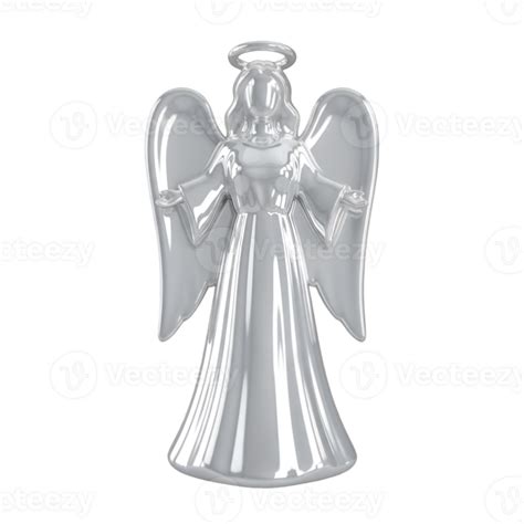 Elegant Silver Angel Statue Perfect For Christmas 74084154 Png