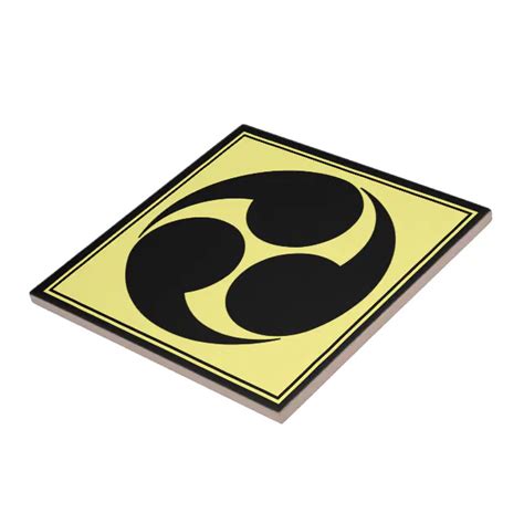 Vintage Black Yellow Kobayakawa Japan Mon Oriental Ceramic Tile Zazzle