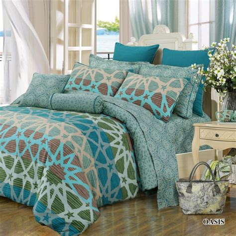 Amsons Pure Cotton King Single Quilt Cover Set Oasis Greenbeige