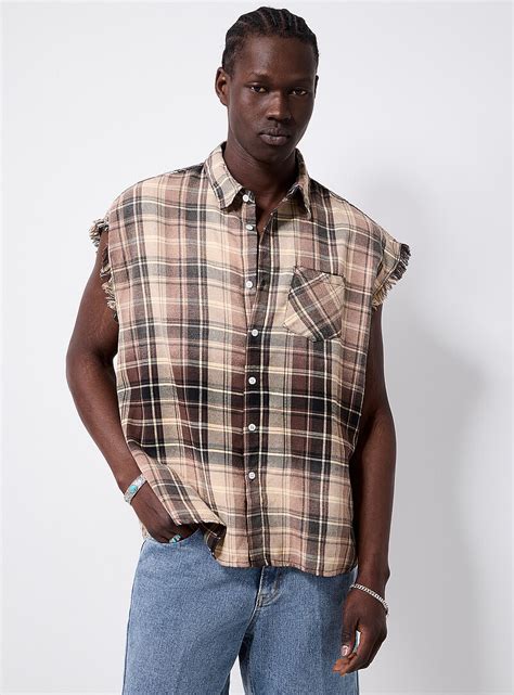 Plaid Sleeveless Flannel Shirt Imported From Seoul Le 31 Shop Mens