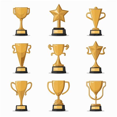 Una Colección De Nueve Diseños Diferentes De Trofeos O Premios Vector