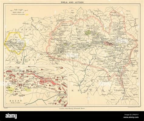 British India Simla Shimla And Jutogh Cantonment Inset Lakkar Bazaar