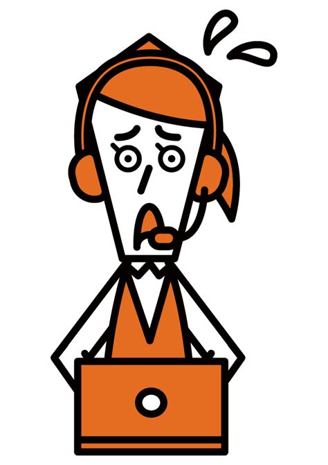 참을성 없는 고객 지원 전화 운영자 콜센터여성의 그림 무료 일러스트 소재집 Kukukeke