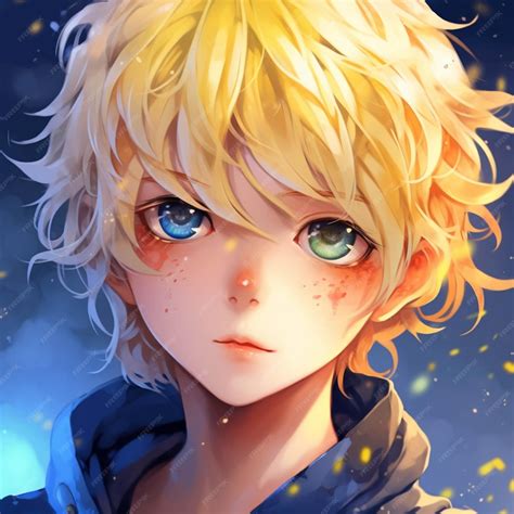 Premium Ai Image Anime Boy With Blonde Hair And Blue Eyes Staring At