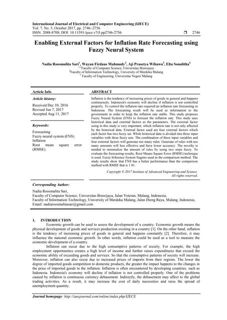 Enabling External Factors For Inflation Rate Forecasting Using Fuzzy Neural System Pdf
