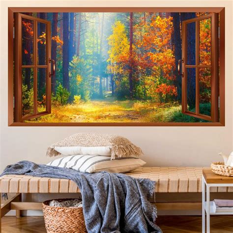 Forest Wall Stickers 3d Fake Windows Wall Stickers