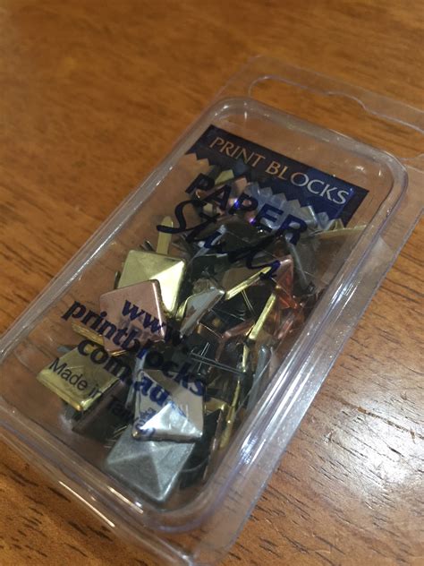 Print Blocks Brads Faceted Square Large Metallic Mix 50pc Craft Giraffe