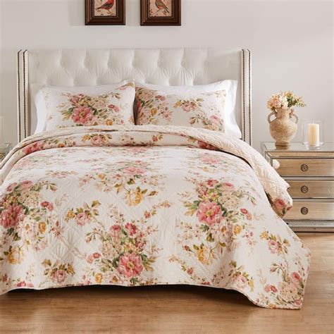 Greenland Home Fashions Grace Traditional Floral Buttercup 3 Piece