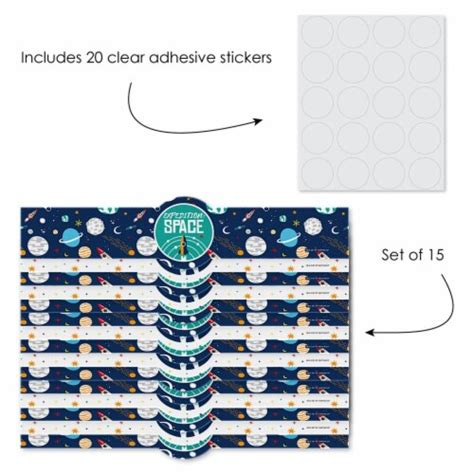 Big Dot Of Happiness Blast Off To Outer Space Rocket Ship Party Diy Wrapper Favor Decor 15 Ct