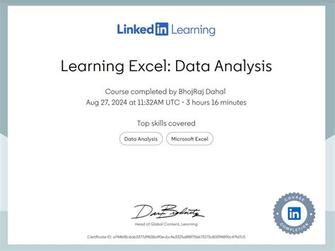 Excel Dataanalysis Dataliteracy Linkedinlearning Bhojraj Dahal