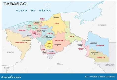 Mapa Del Estado De Tabasco Mexico