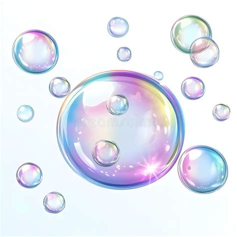 Colorful Soap Bubbles Isolated On A White Background Stock Illustration