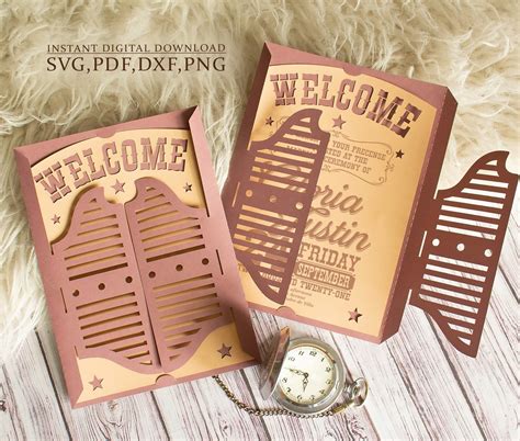 Saloon Wedding Invitation Svg Western Country Party Style Etsy
